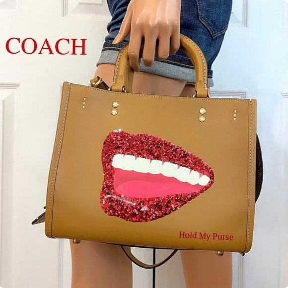 Coach | Bags | Coach Tom Wesselmann X Coach Lips Glitter Camel Tan ...